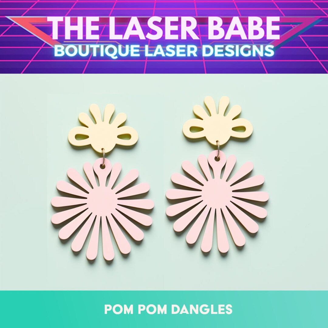 Pom Pom Dangles Laser Cut Dangle Earrings Digital Download | Glowforge ...