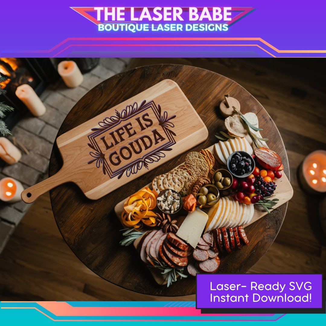 Life is Gouda Cheese Board SVG: Funny Kitchen Cut File - Etsy