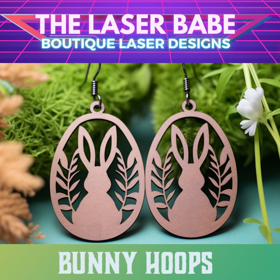 Bunny Dangle Hoop Earrings SVG Files - Playful Spring Laser Cut Designs ...