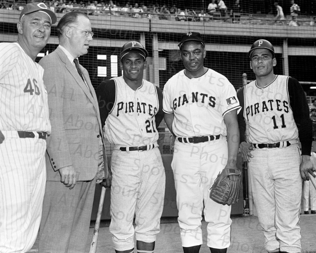 Ken Keltner, Bowie Kuhn, Roberto Clemente, Monte Irvin, and Jose Pagan ...