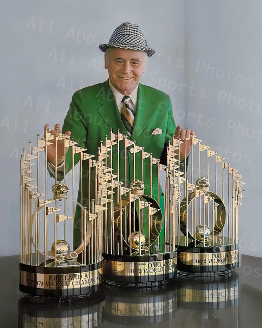 Charlie Finley, Oakland A's Owner, With His 3 World Series Trophies - Etsy