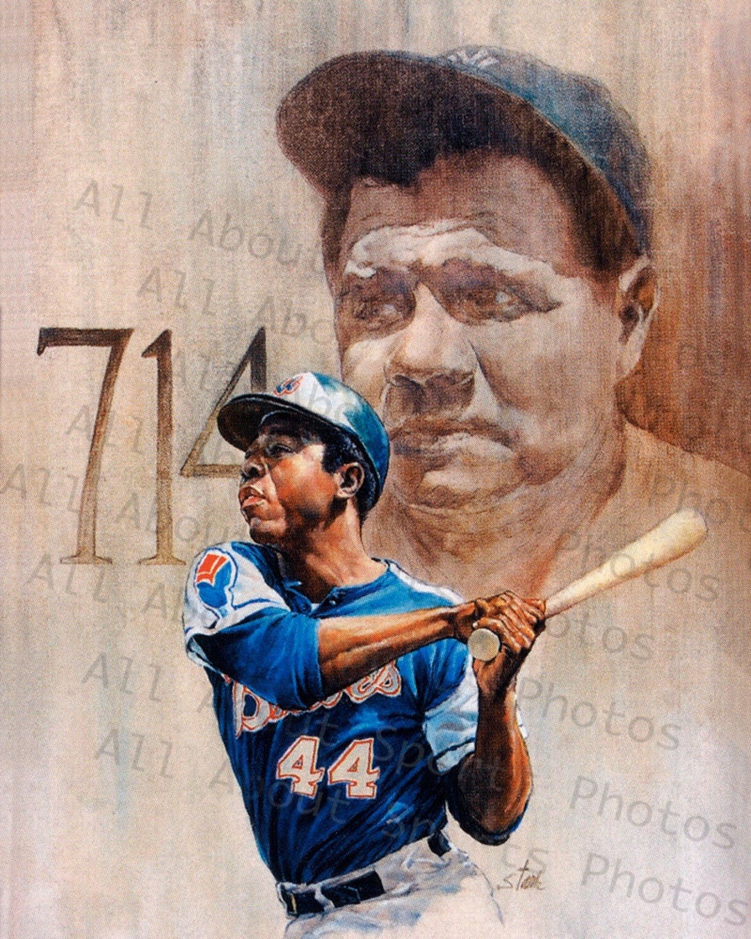 Hank Aaron Fine Art Tribute With Babe Ruth - Etsy