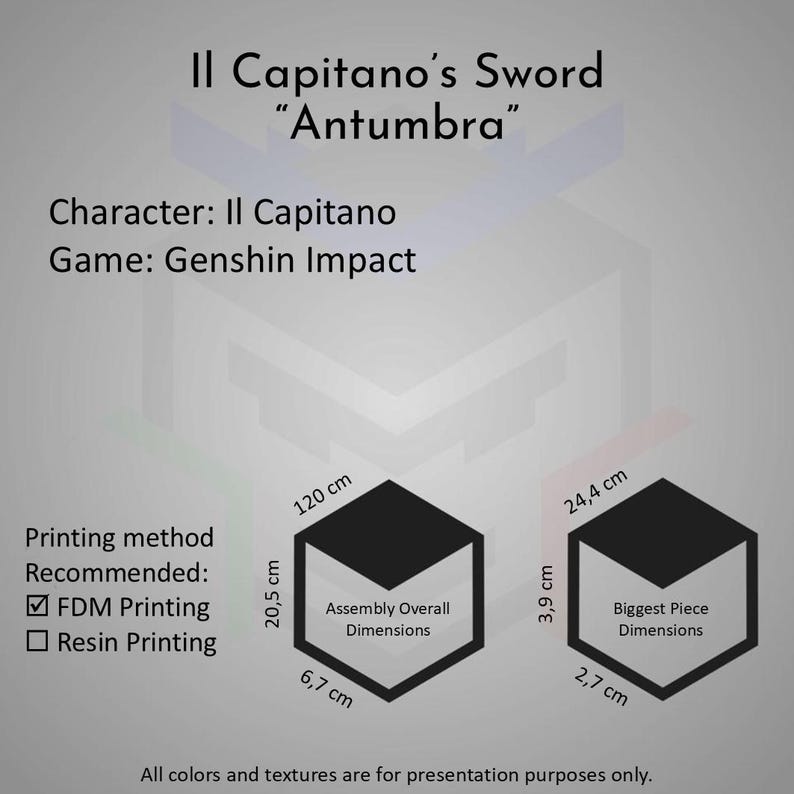 Il Capitano's Sword "antumbra" [STL Files] - Genshin Impact - Etsy