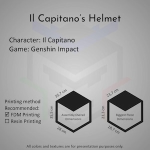 Il Capitano's Helmet [STL Files] - Genshin Impact - Etsy Australia