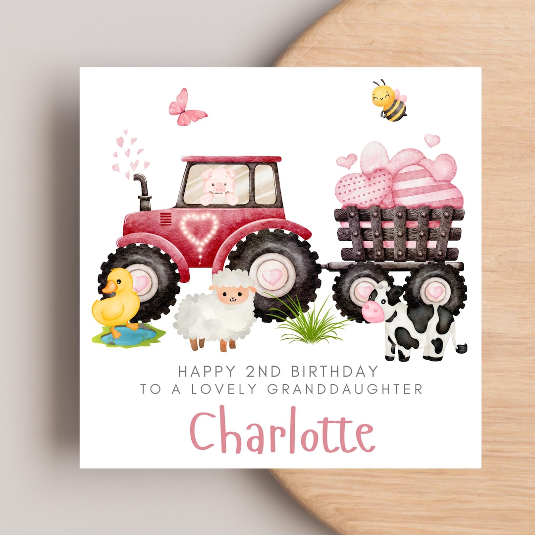 Farm Birthday Card for Daughter Granddaughter Niece, Personalised Farm ...