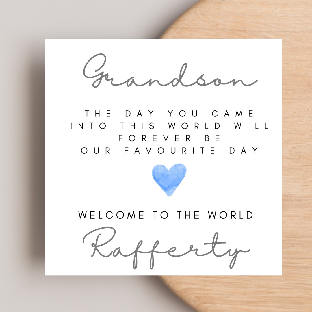 New Grandson Card, New Baby Grandson, Personalised Grandson Card, New ...