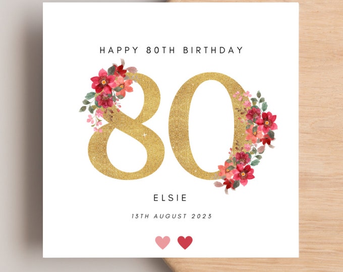 Personalised 80th Birthday Card | 80th Birthday Card for Him or for Her ...