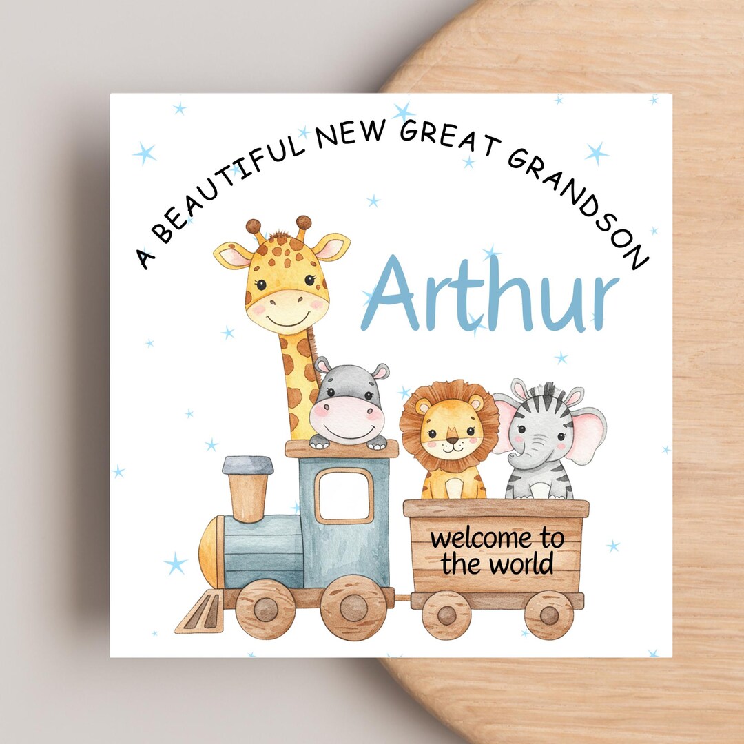 Newborn Great Grandson Birth Card, Personalised Great Grandson Birth ...