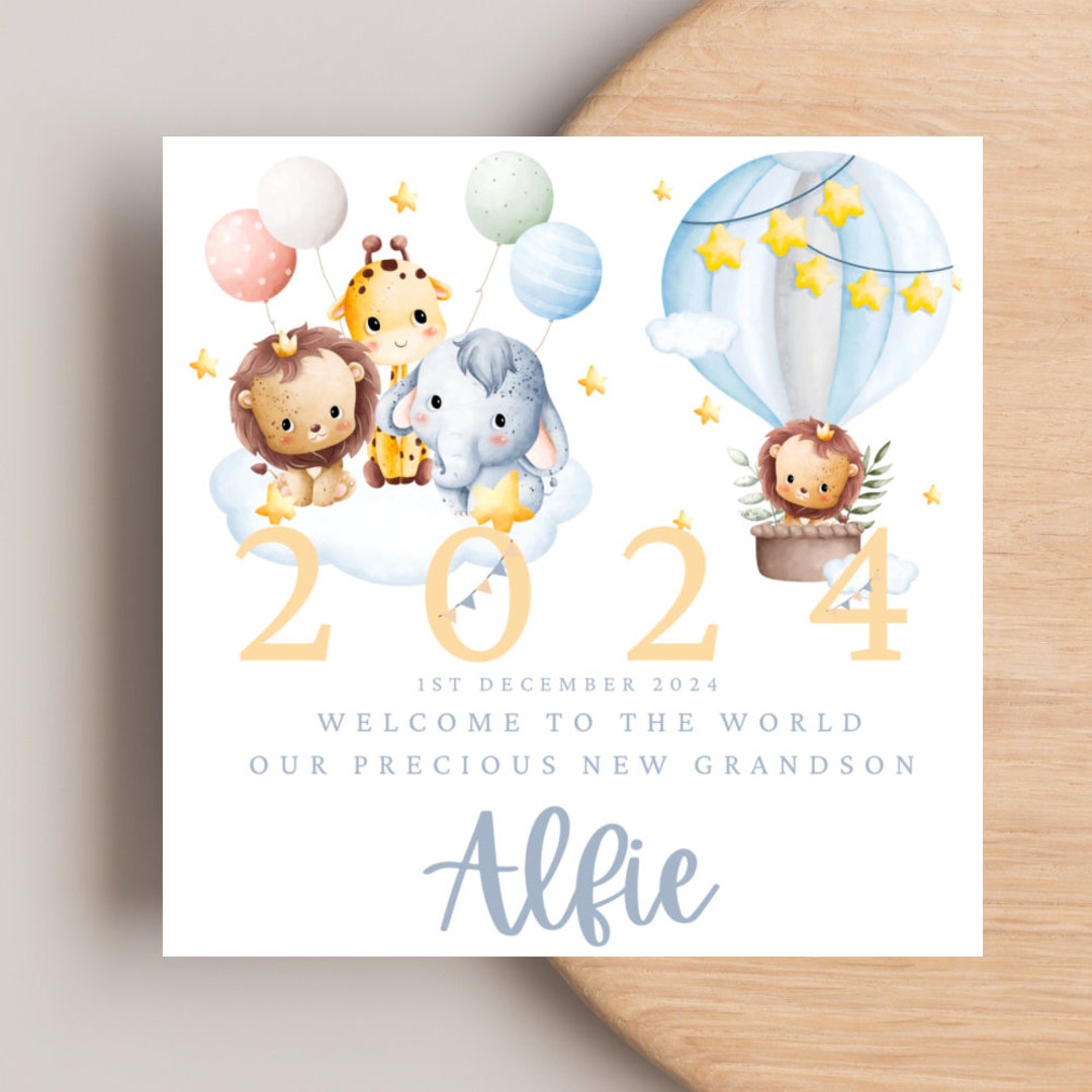 New Grandson Card, New Baby Grandson, Personalised Grandson Card, New ...