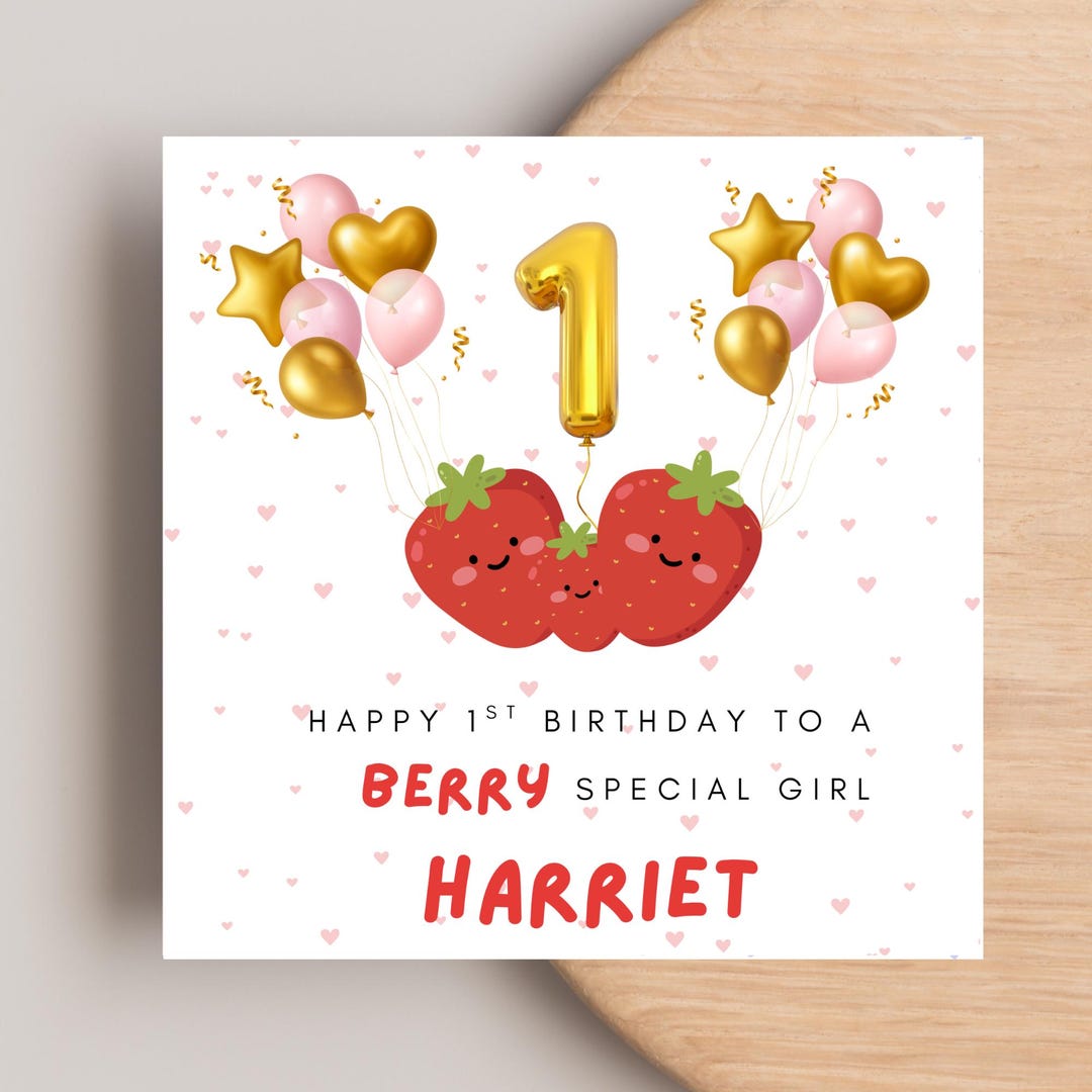 Berry 1st Birthday Card, 1st Birthday Card for Granddaughter Niece ...