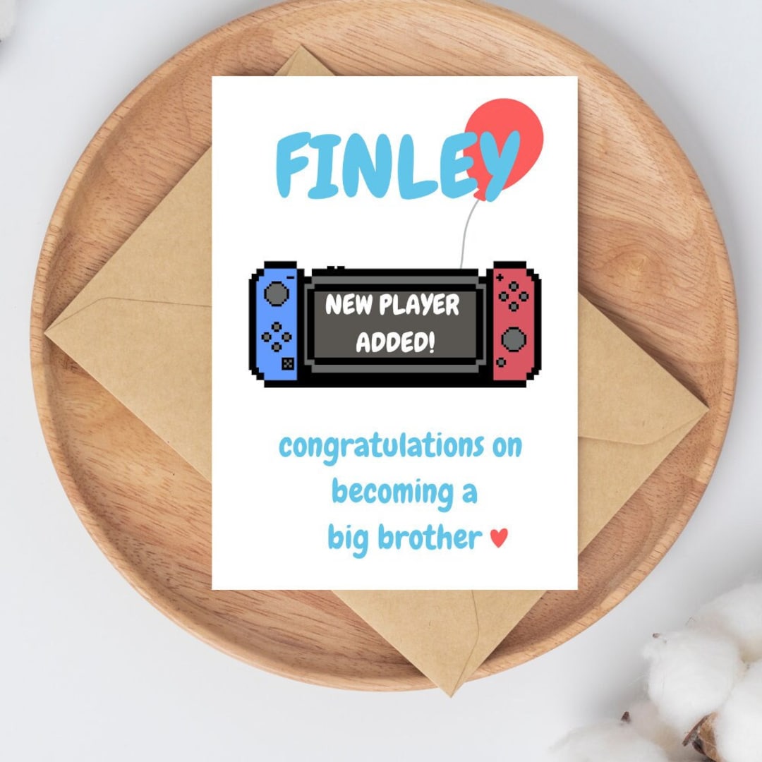 Big Brother Card Newborn Card Big Brother Card New Brother New Baby ...