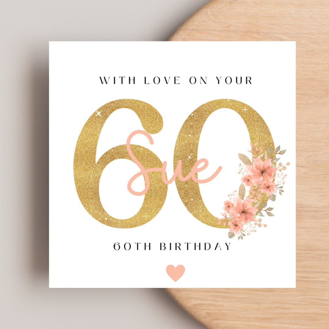 60th Birthday Card for Her, 60th Birthday Card for Friend, Personalised ...