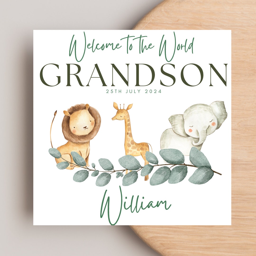 New Grandson Card, New Baby Grandson, Personalised Grandson Card, New ...
