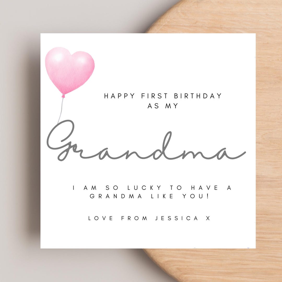 First Birthday as My Grandma Card, Grandma First Birthday Card, Nanny ...