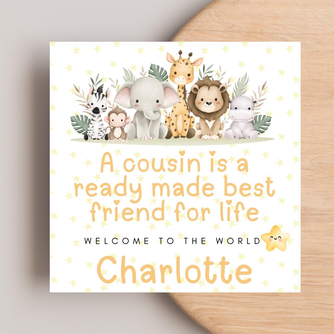 New Baby Cousin Card, New Cousin Baby Girl or Boy Card, Cousin Card ...