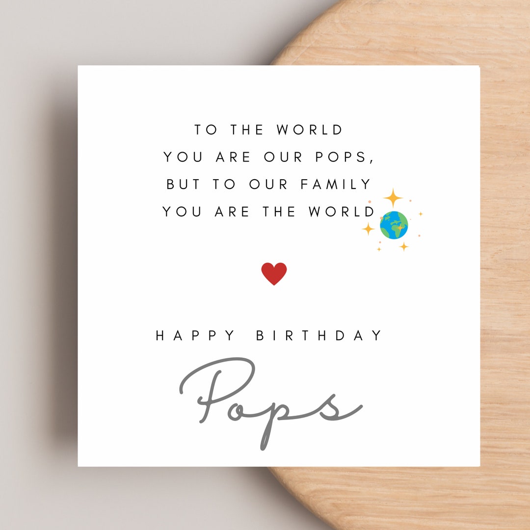 Pops Birthday Card, Pops Card, for Pops on His Birthday - Etsy