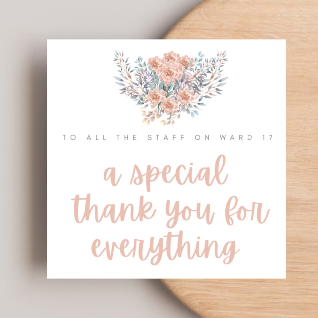 Thank You Hospital Card, Thank You to Hospital Staff Card, Thank You ...