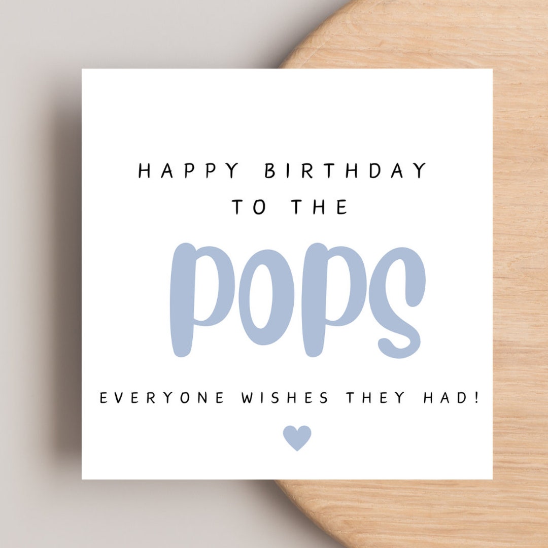 Pops Birthday Card, Pops Card, for Pops on His Birthday - Etsy