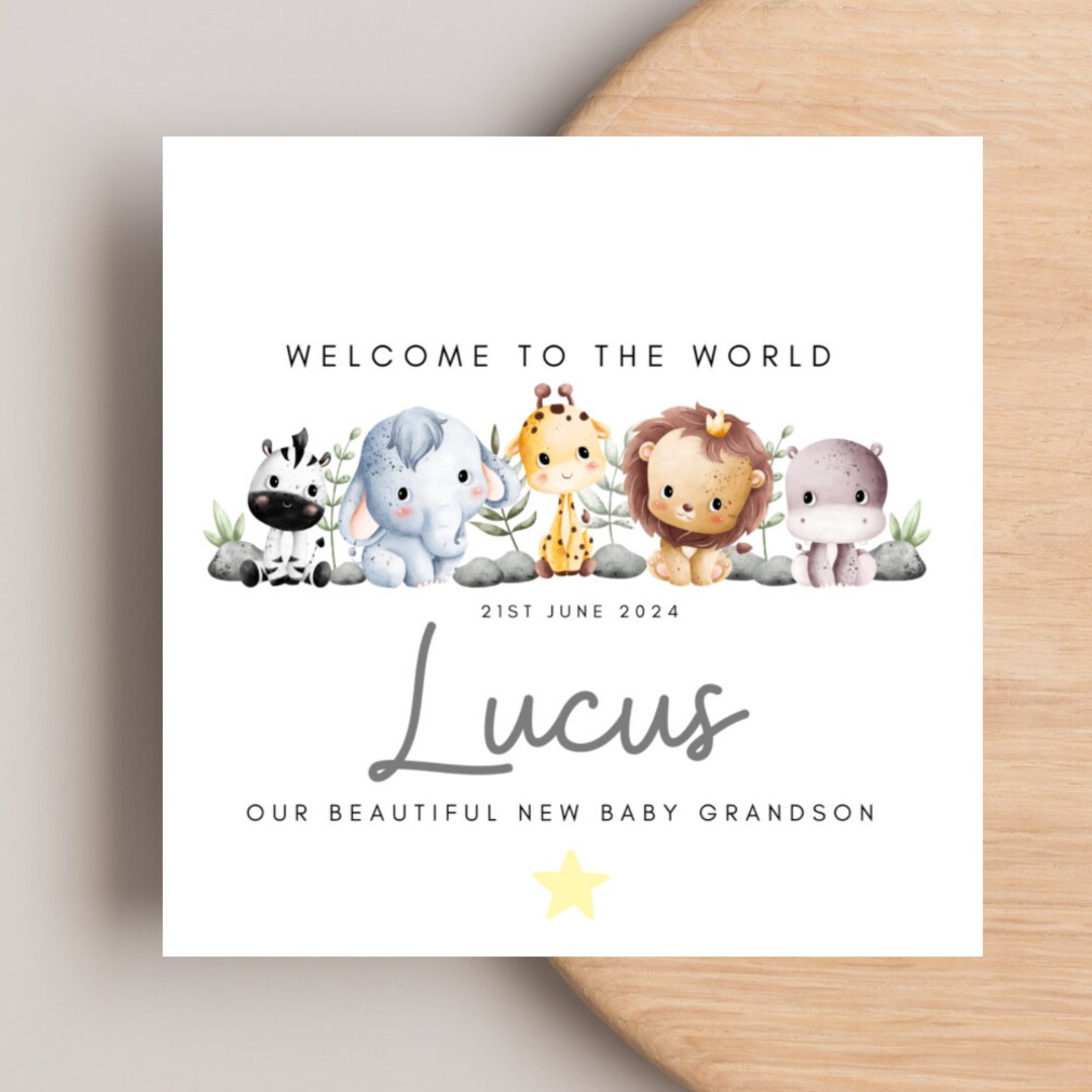 New Grandson Card, New Baby Grandson, Personalised Grandson Card, New ...