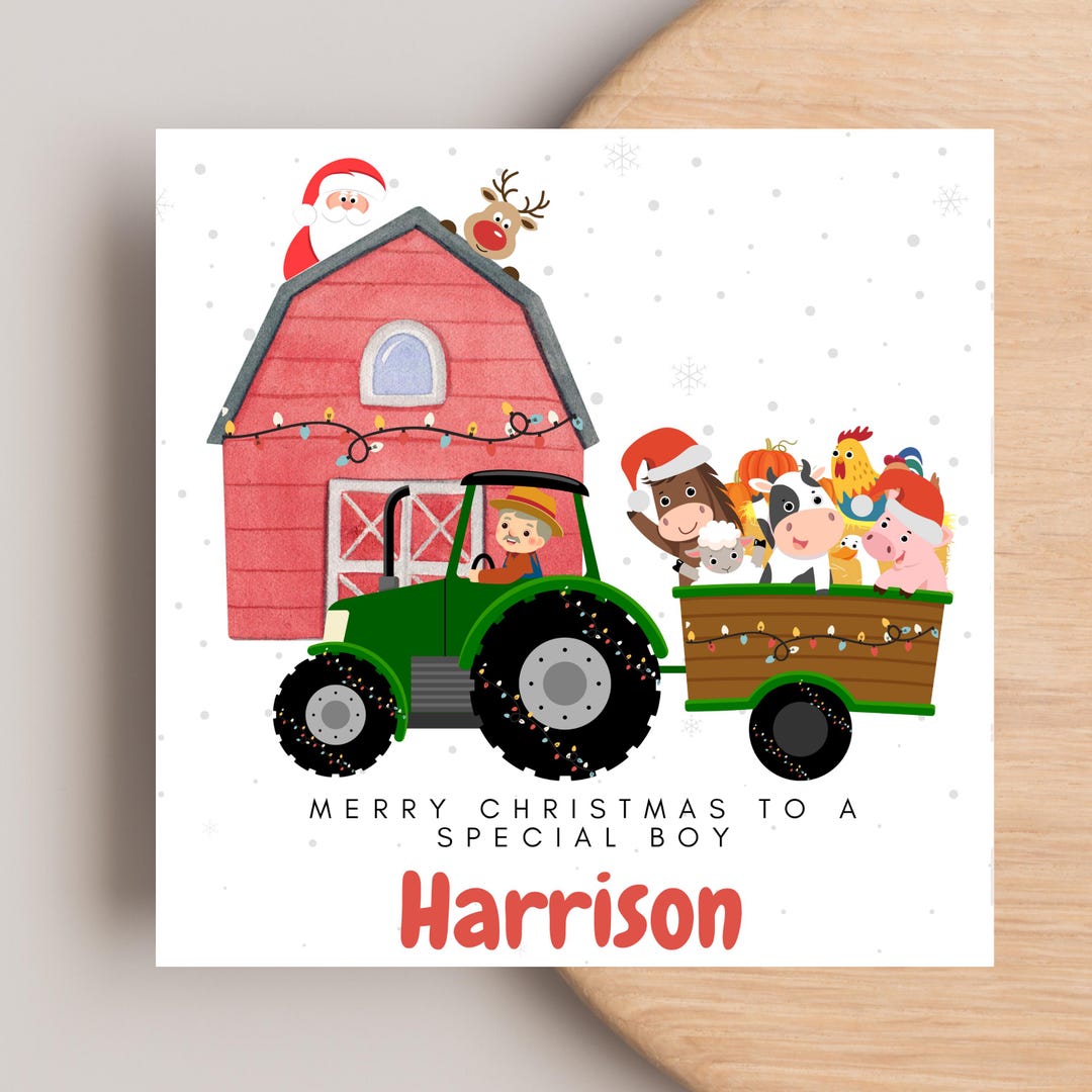 Tractor Christmas Card, Farm Christmas Card, Christmas Card for Son ...