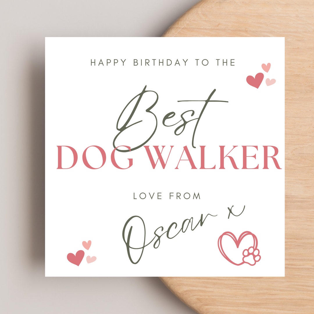 Dog Walker Birthday Card, Doggy Walker Card, Dog Walker Birthday Gift ...