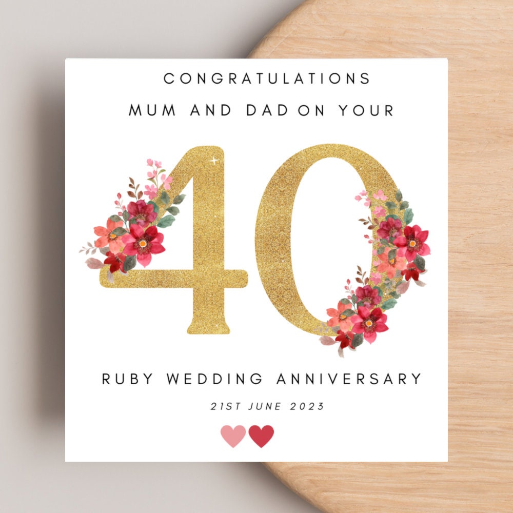 40th Wedding Anniversary Card Mum and Dad Mum and Dad 40th - Etsy UK