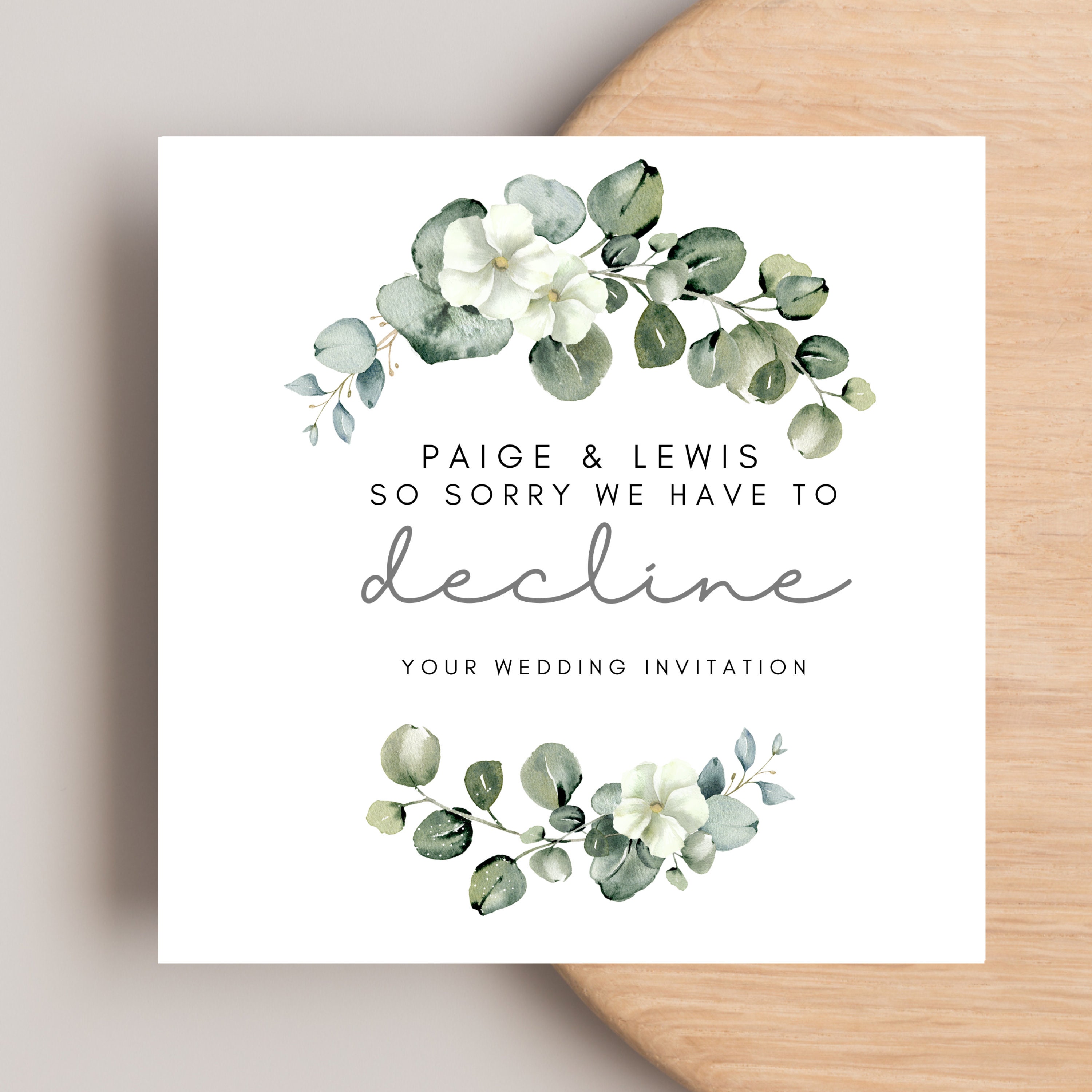 Wedding Decline Card, RSVP Card Wedding - Etsy