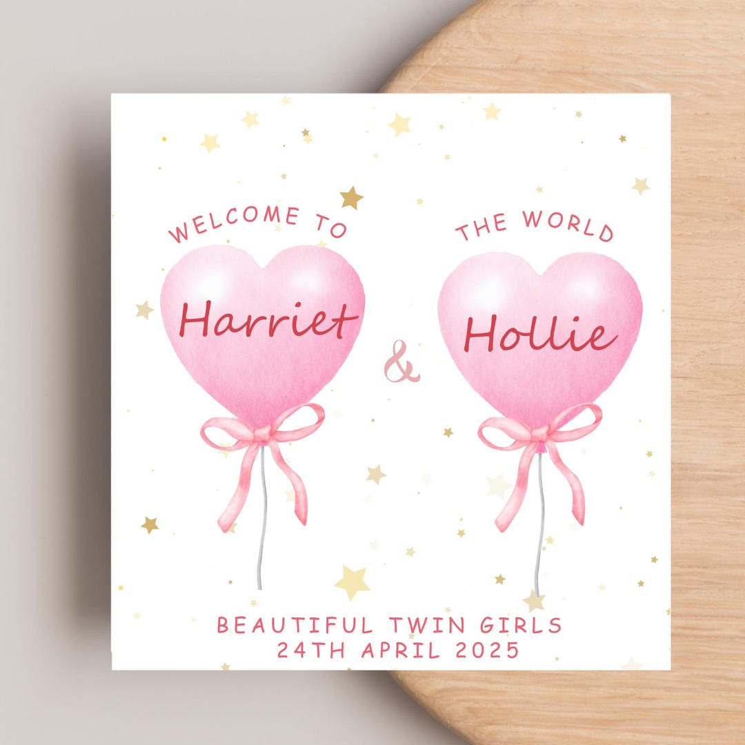 Personalised Twin Girls Birth Card, Welcome to the World Twin Card ...