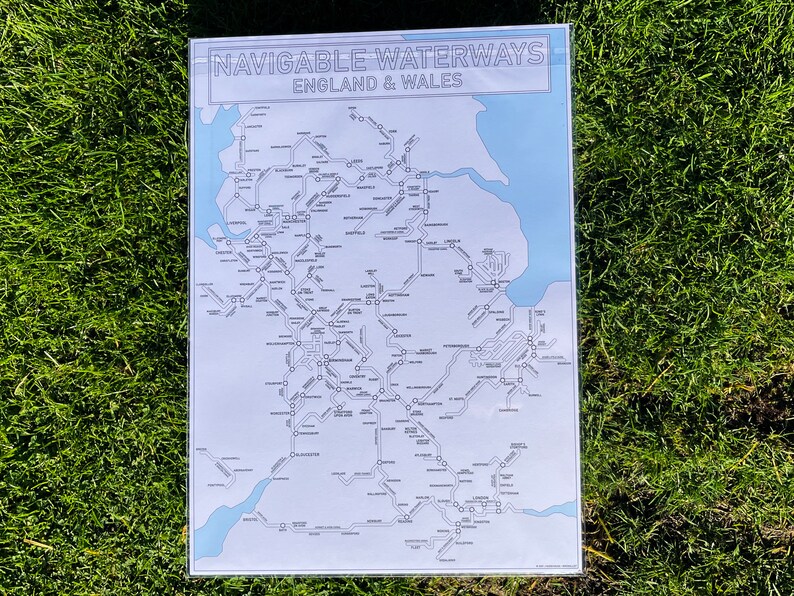 Colour in Navigable Canal and River Map England & Wales A3 - Etsy UK