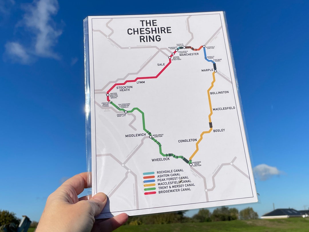 Cheshire Cruising Ring A4 Map Print Tube-style Plan of the Canal ...