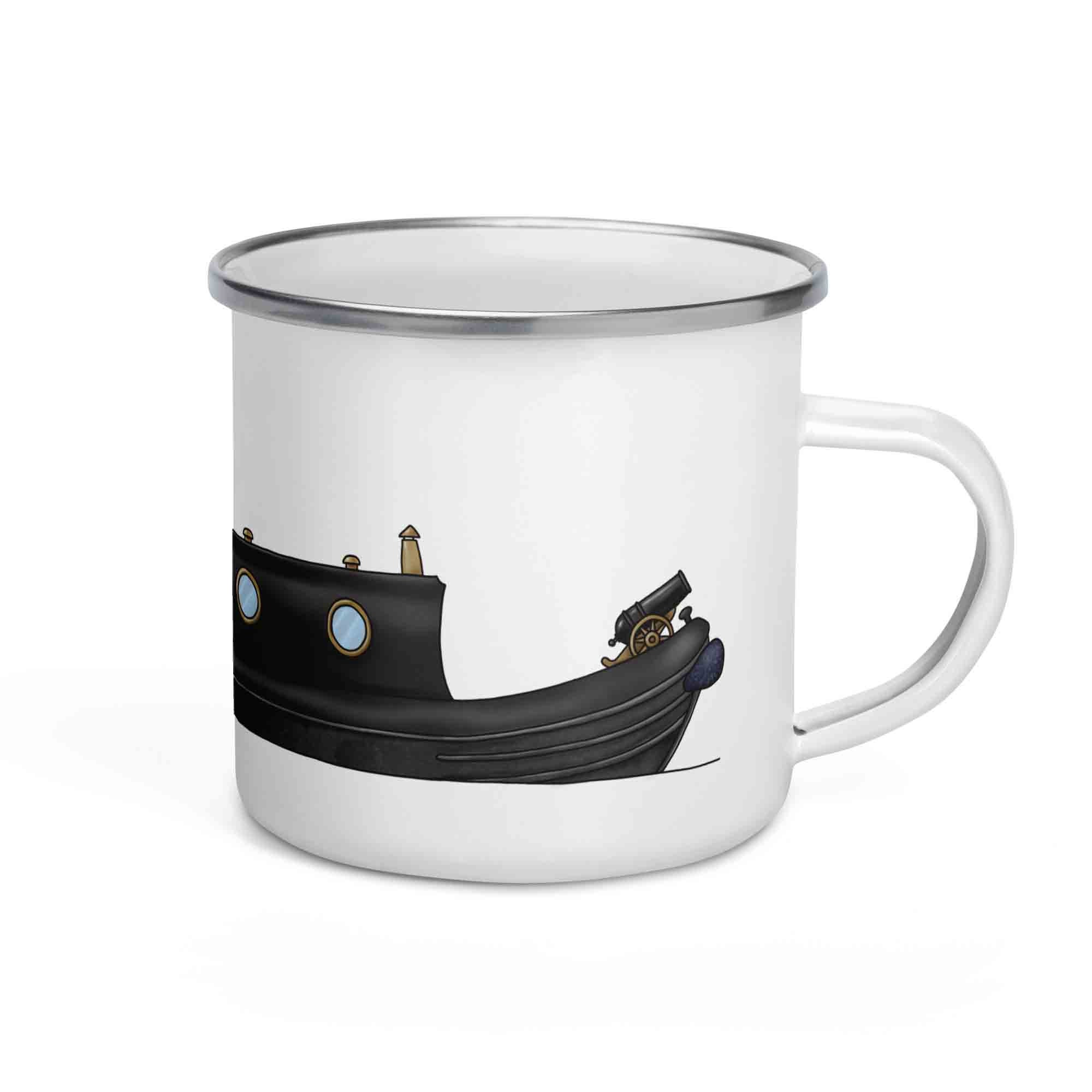 Narrowboat Pirate Enamel Mug Cute Jolly Roger Boat Mug With a Canon on ...