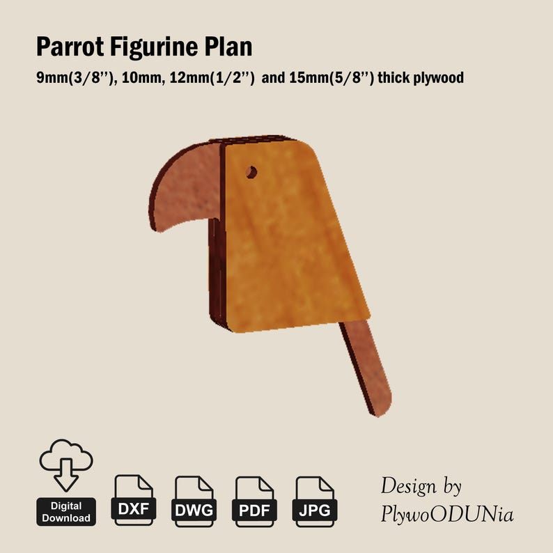 Wooden Parrot Figurine Plan, Dxf Files, Vector, Cut, Cnc Router, Diy ...