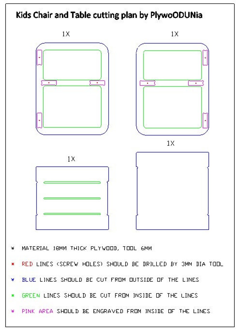 Kids Chair and Table Plans, Dxf Files, Vector, Cut, Cnc Router, Diy ...