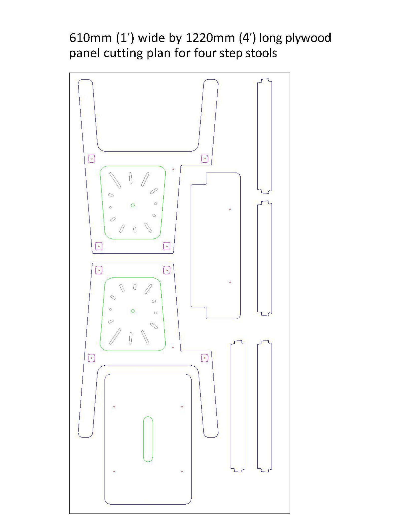 Plywood Step Stool Plans, Dxf Files, Vector, Cut, Cnc Router, DIY ...