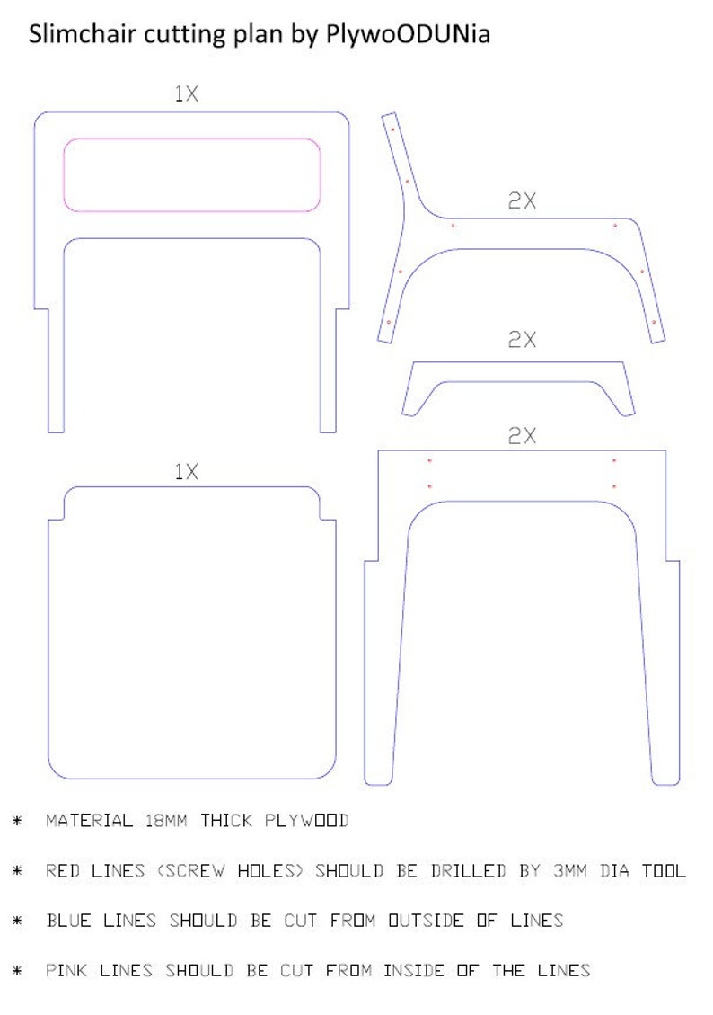 Plywood Chair Plans, Dxf Files, Vector, Cut, Cnc Router, Diy, Furniture ...