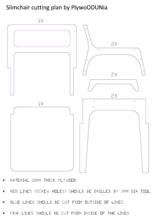 Plywood Chair Plans, Dxf Files, Vector, Cut, Cnc Router, Diy, Furniture ...