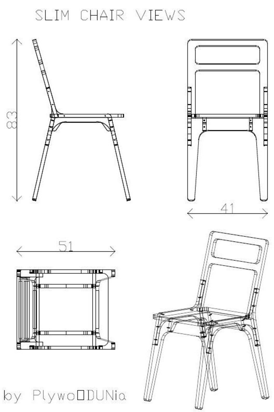 Plywood Chair Plans, Dxf Files, Vector, Cut, Cnc Router, Diy, Furniture ...