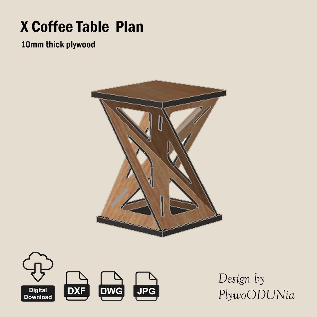 X Coffee Table Plans, X Side Table Plan Dxf Files, Vector, Cut, Cnc ...