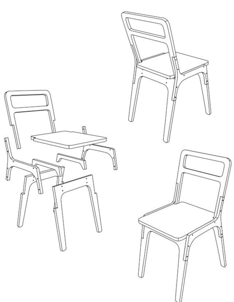 Plywood Chair Plans, Dxf Files, Vector, Cut, Cnc Router, Diy, Furniture ...