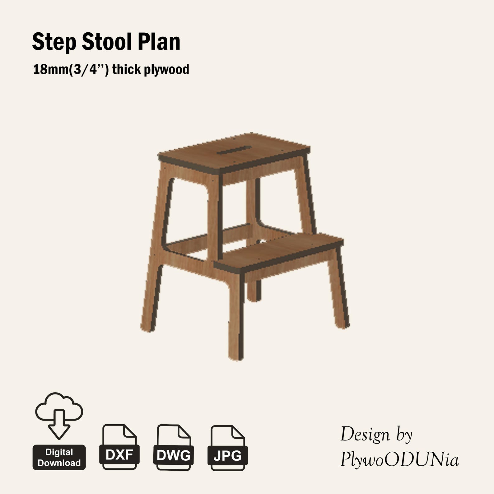 Plywood Step Stool Plans, Dxf Files, Vector, Cut, Cnc Router, DIY ...