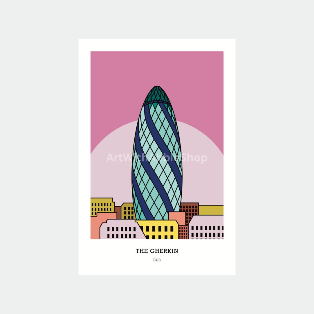 The Gherkin Print - Fun Printable Wall Art, London, Digital Download ...
