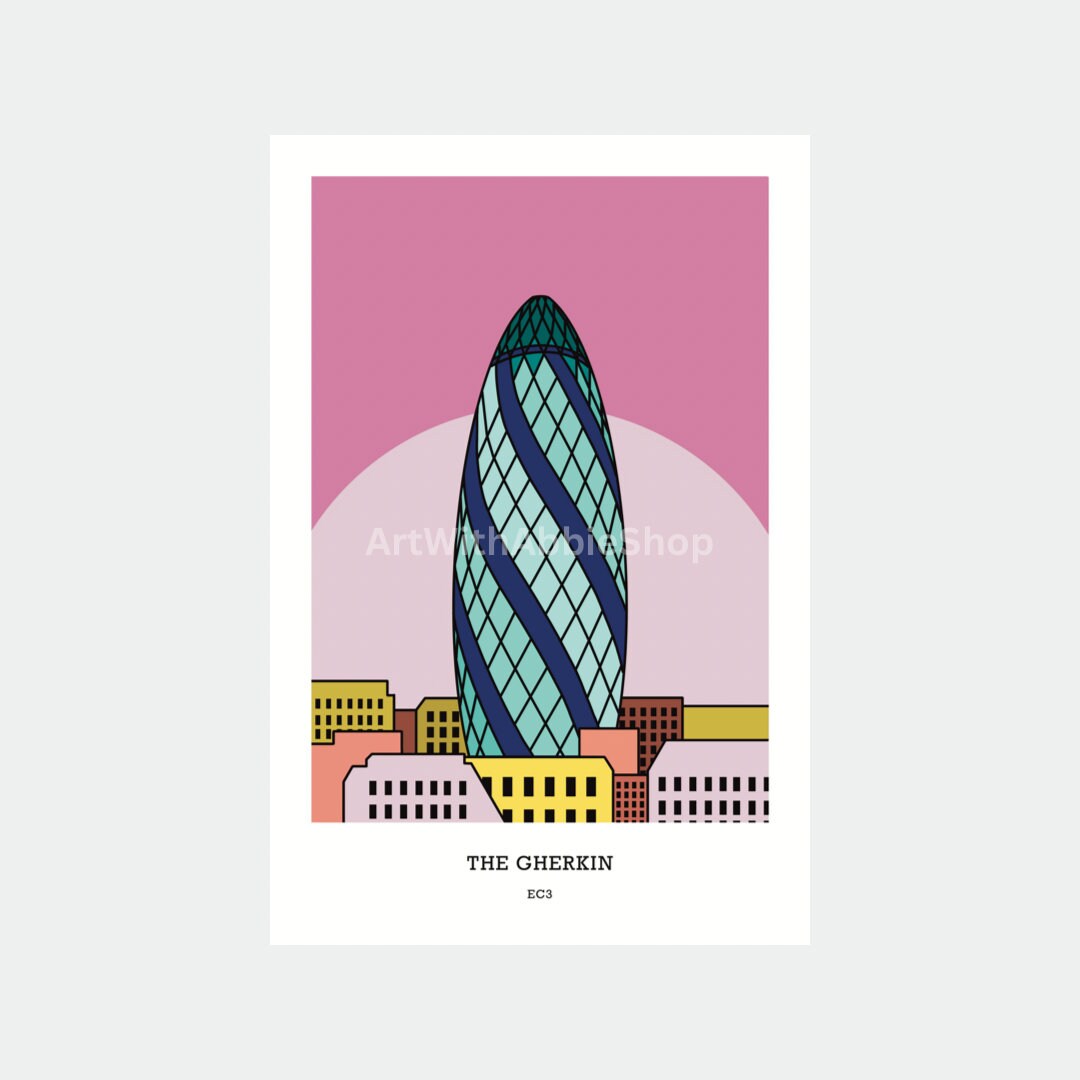 The Gherkin Print Fun Printable Wall Art London Digital - Etsy