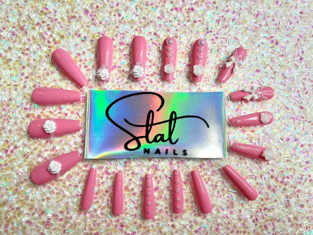 The Barbie Long Coffin Shape Mix N Match Deluxe Press-on Nail Kit - Etsy