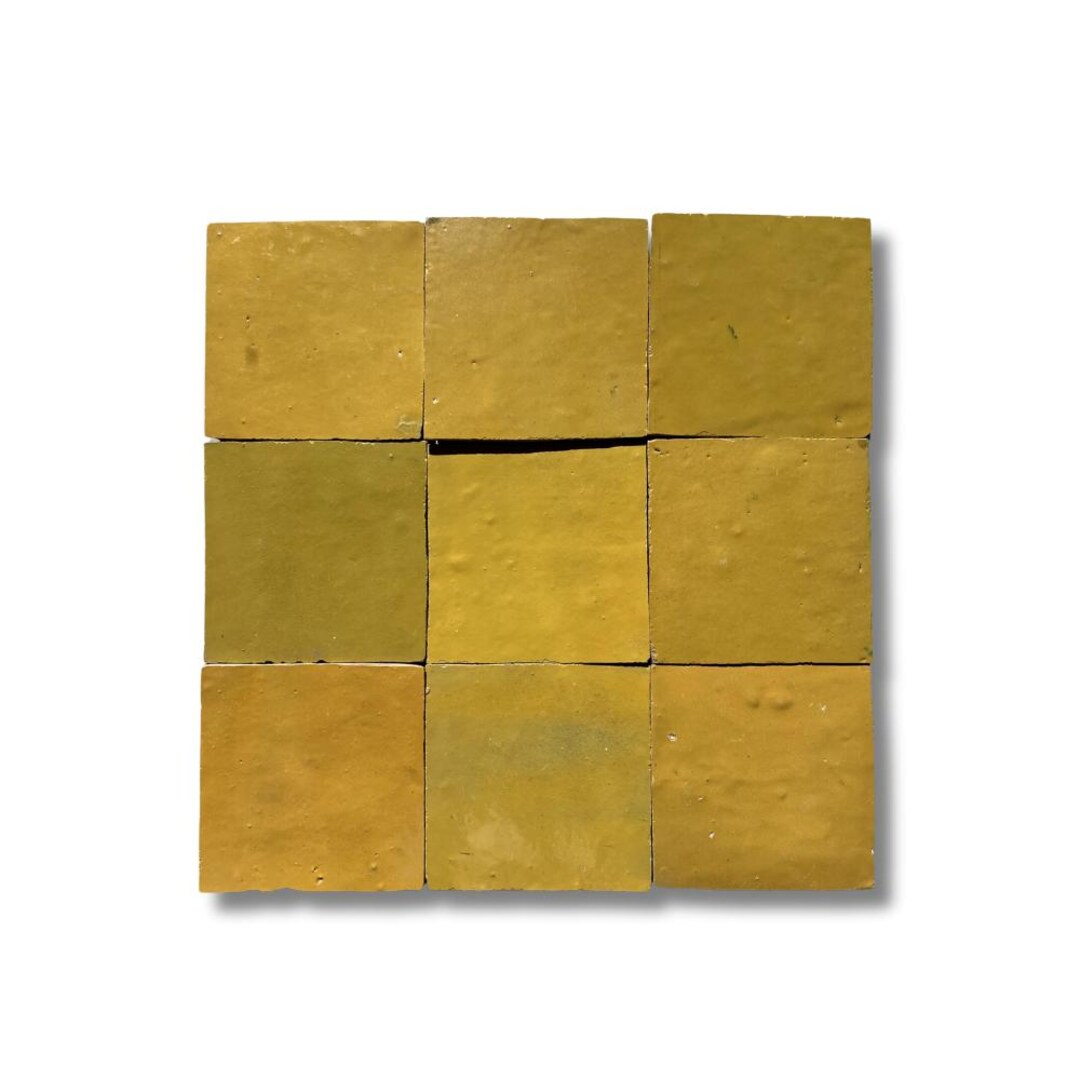 4x4 Mustard Yellow Zellige Tile - Handcrafted Moroccan Tiles for Walls ...