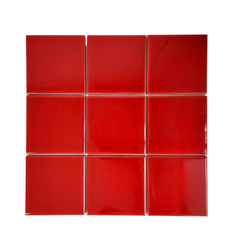 Red Ceramic Tiles 4"x4" Colorful - Wall Decor Backsplash Kitchen ...