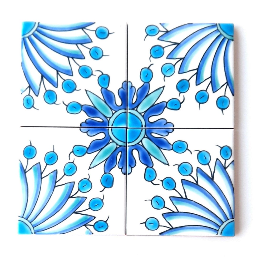 Hand Painted Ceramic Tiles 4x4 - Wall Kitchen Bathroom Soleil - Etsy