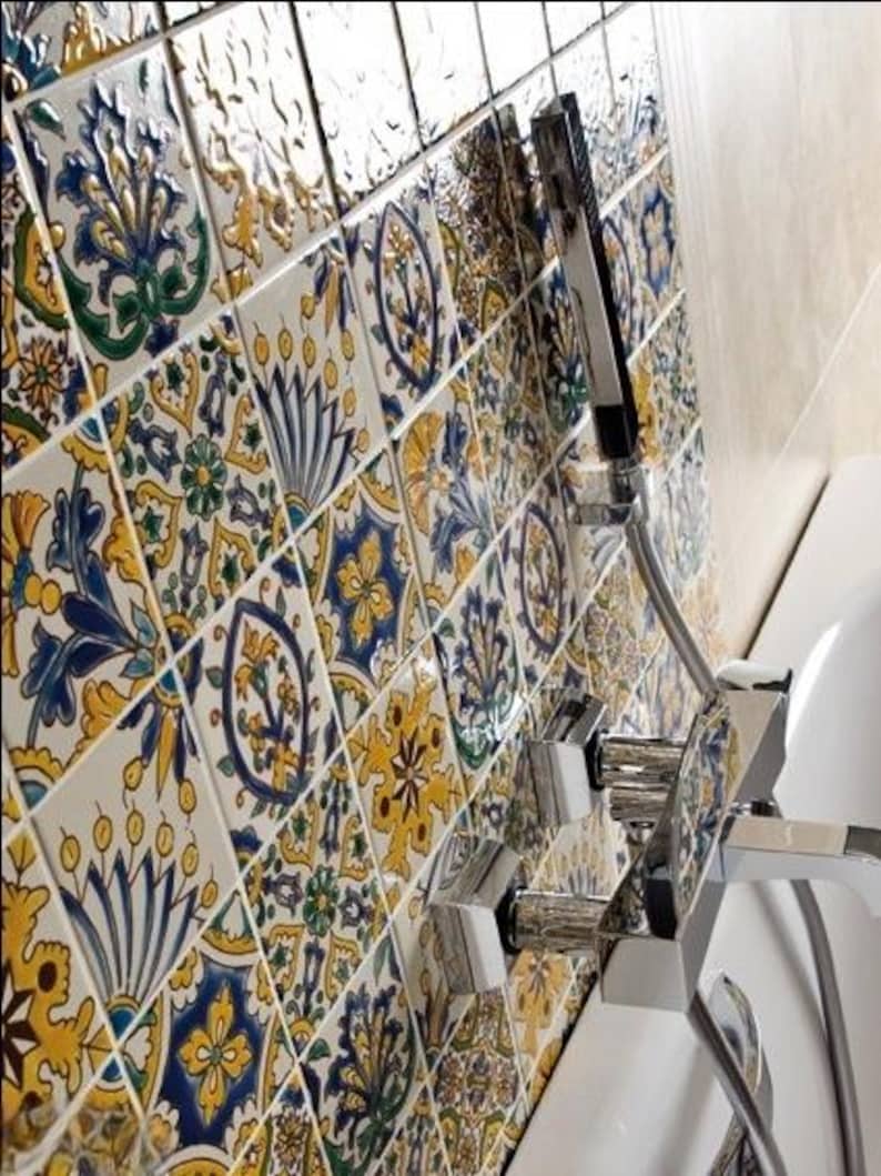 Ceramic Tiles 4x4 Tunisian Patchwork - Wall Kitchen Bathroom Backsplash ...
