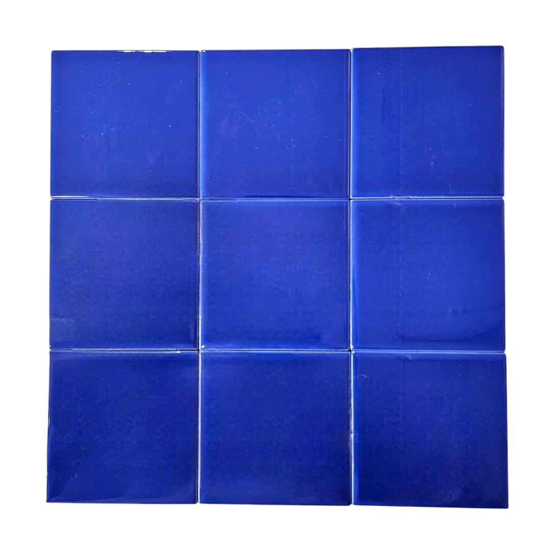 Blue Ceramic Tiles 4"x4" Solid Color - Wall Decor Backsplash Kitchen ...