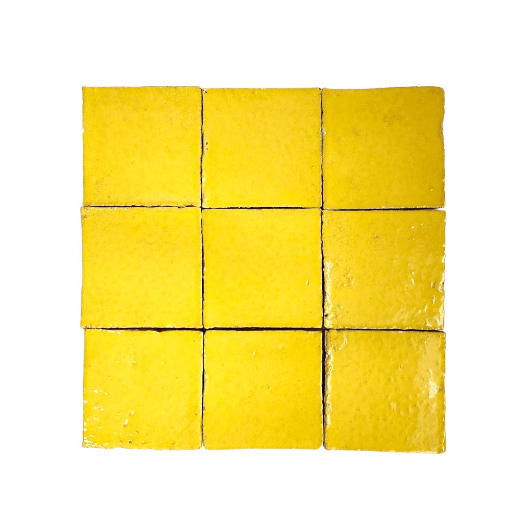 4x4 Yellow Zellige Tile Crackled - Handcrafted Moroccan Style for Walls ...