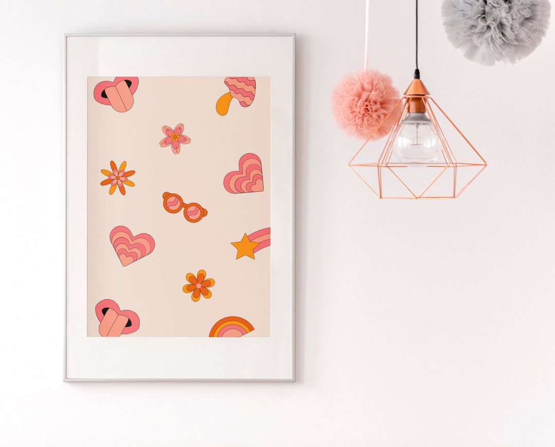 Pink 70s Retro Wall Art Download, 70s Wall Art 70's Wall Art 70s Art ...